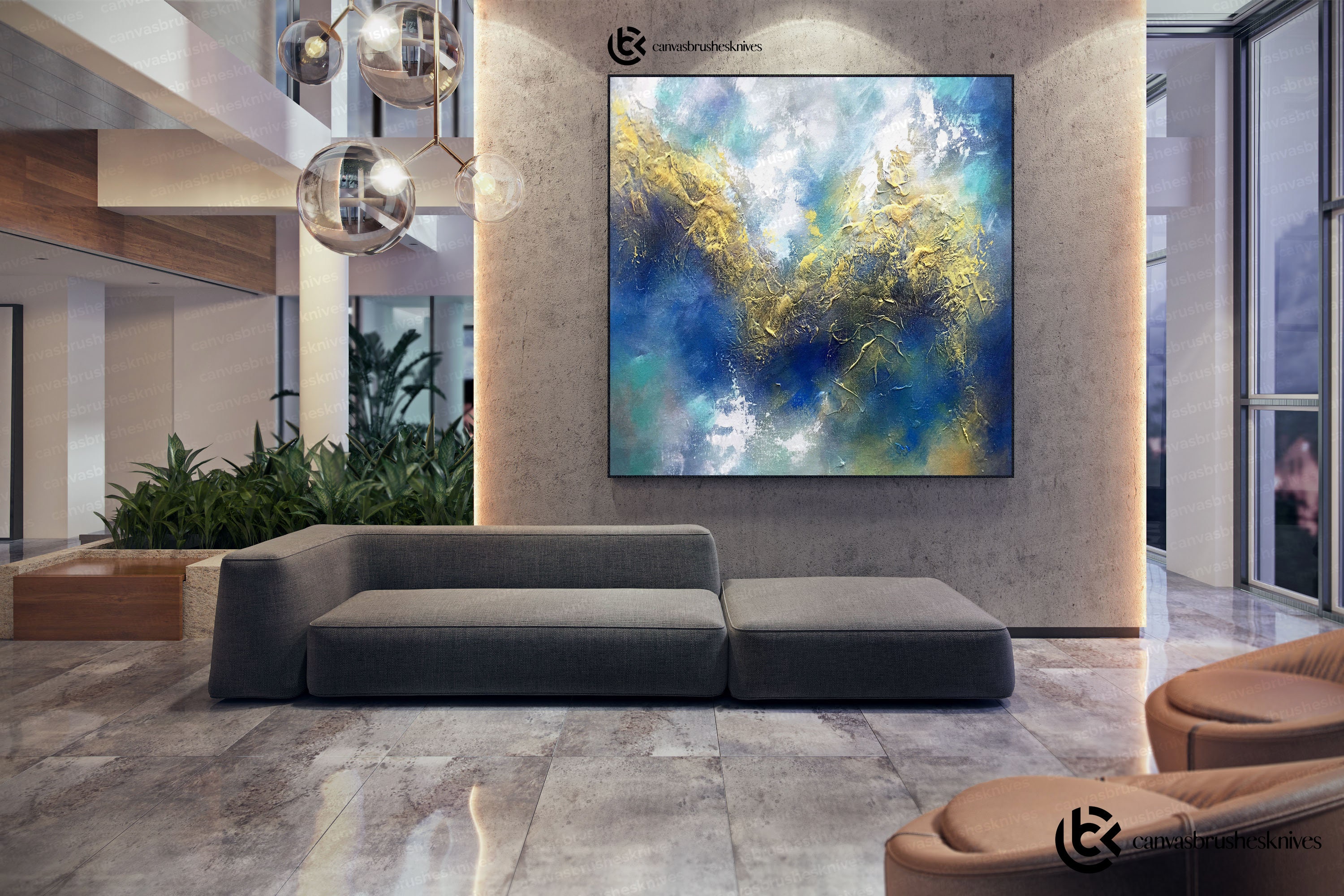 Modern Abstract Painting Bathroom Wall Decor Huge Wall Art | Etsy