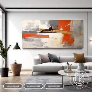 Extra Large Original & Grey Canvas Wall Art, Unique Contemporary ...