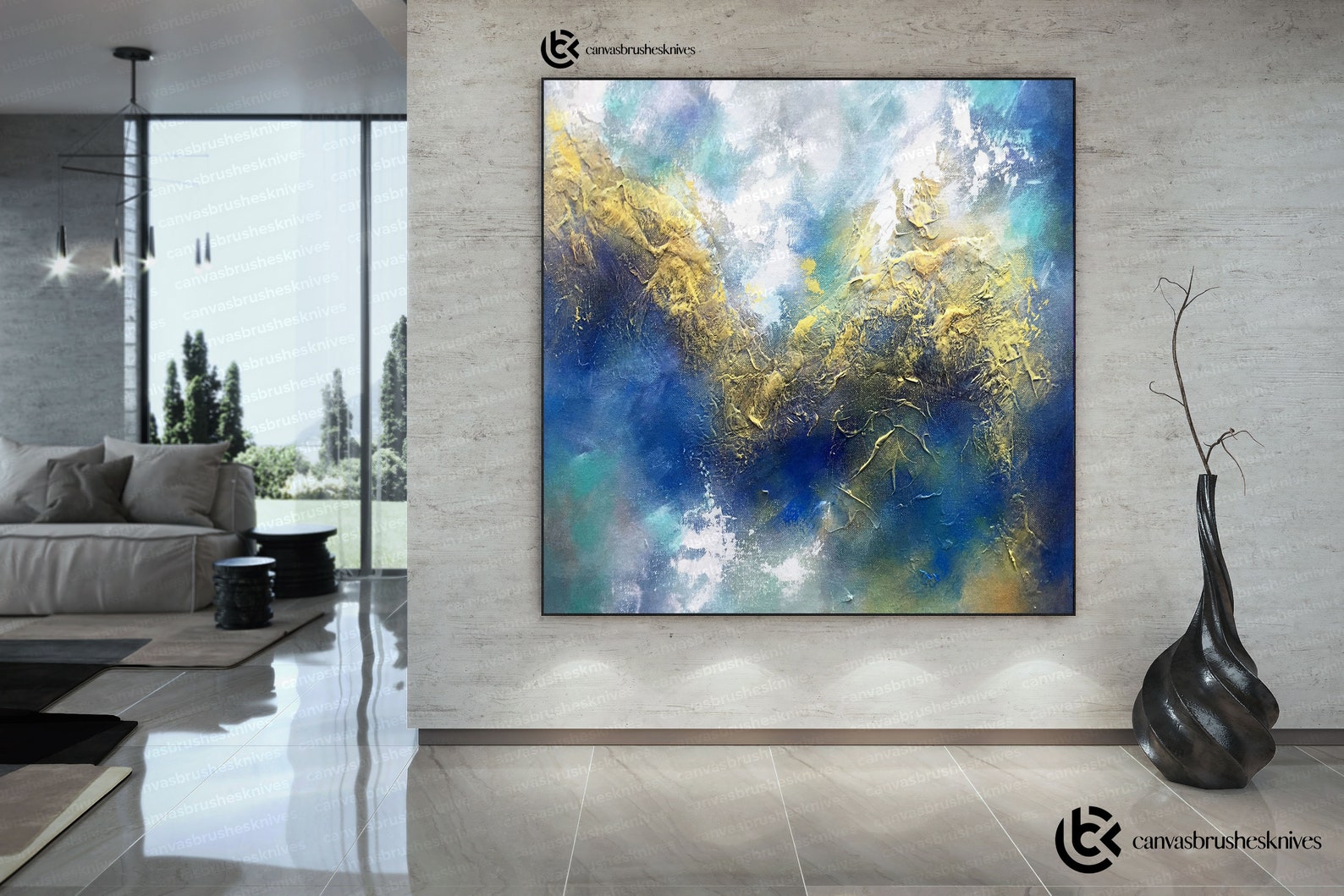 Modern Abstract Painting Bathroom Wall Decor Huge Wall Art | Etsy