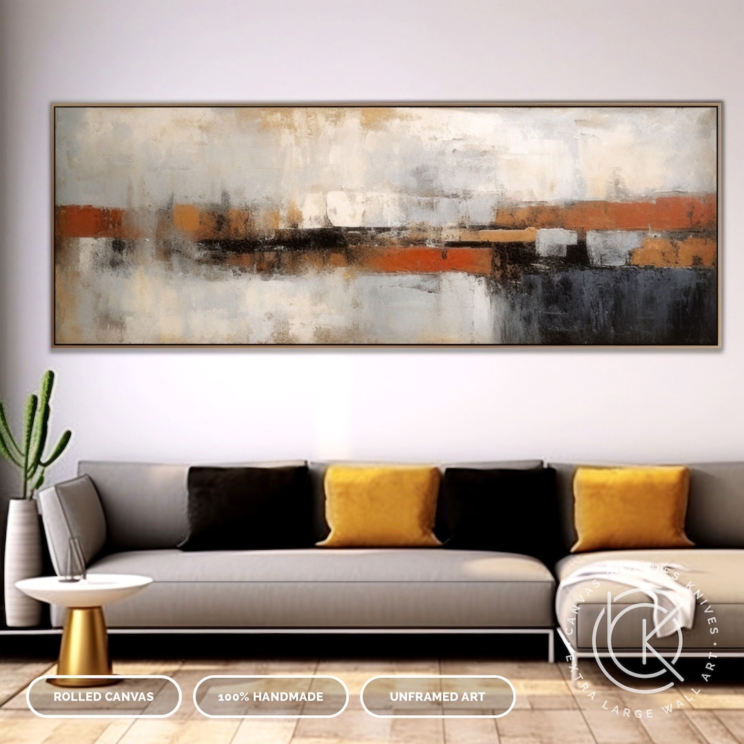 Large Horizontal Landscape Painting on Canvas, Large Abstract Wall Art ...