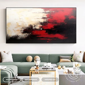 Large Hand-painted Bold Red Abstract Artwork Original Palette - Etsy
