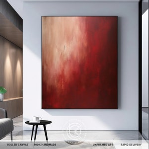 Professional Red & Brown Abstract Artwork on Canvas, Oversized Simple ...