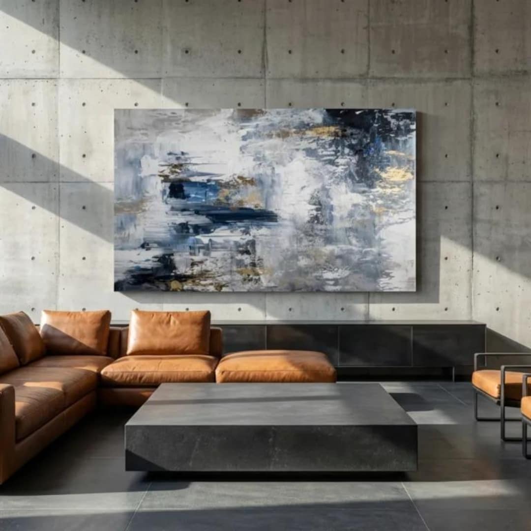 Extra Large Abstract Wall Art – Wide Hand Painted Modern Abstract ...