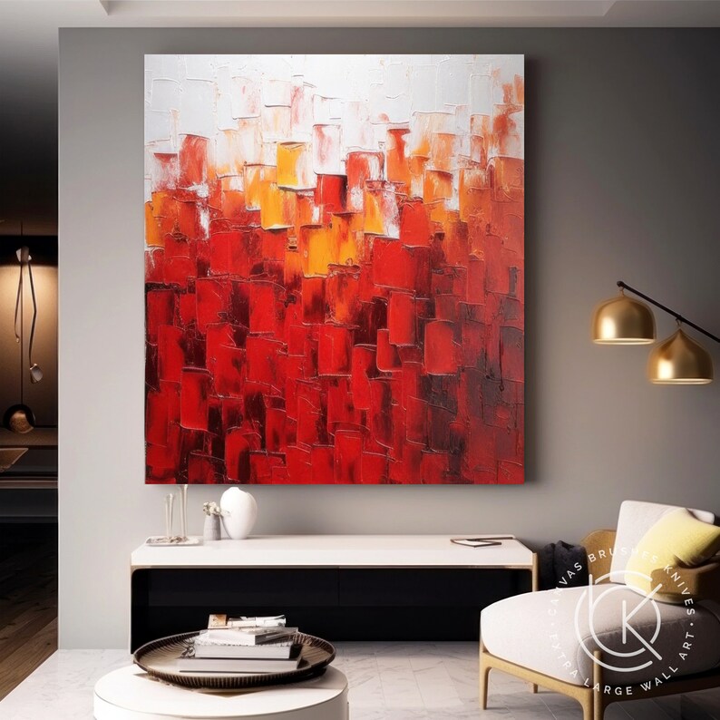 Large Red Abstract Oil Painting on Canvas Original Red Boho - Etsy