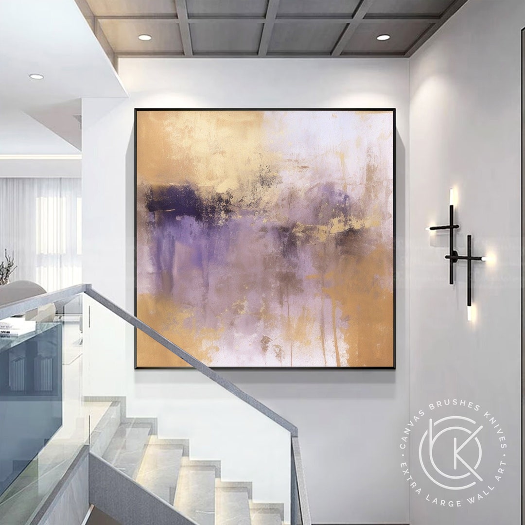 Large Original Purple & Gold Abstract Painting, Contemporary Oversized ...