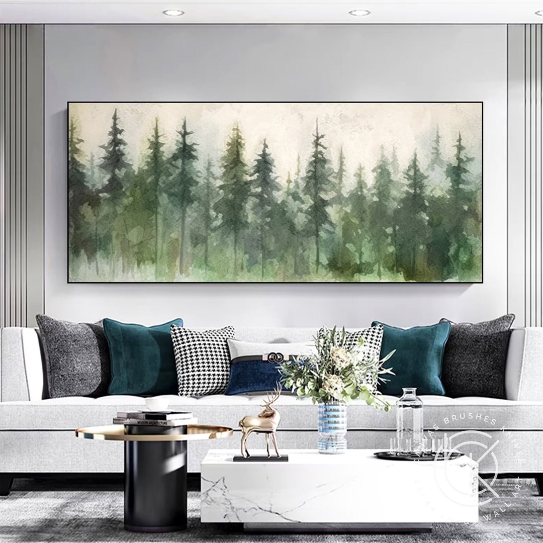 Extra Large Green Forest Painting on Canvas Modern Colorado - Etsy