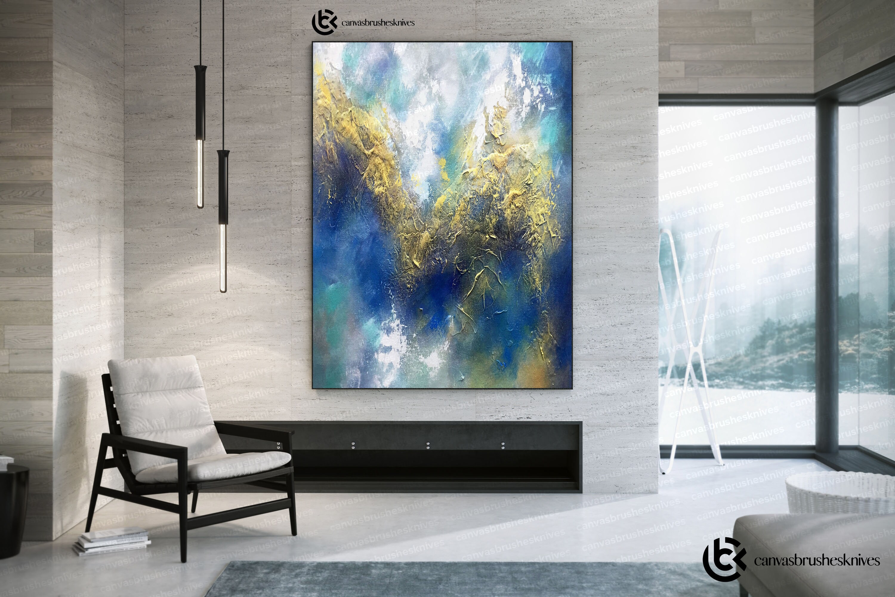 Modern Abstract Painting Bathroom Wall Decor Huge Wall Art | Etsy