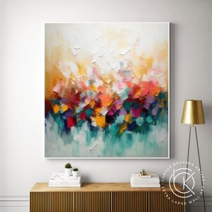 Colorful Abstract Oil Painting, Large Contemporary Wall Art, Textured ...