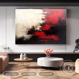 Large Hand-painted Bold Red Abstract Artwork Original Palette - Etsy