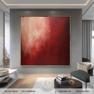 Professional Red & Brown Abstract Artwork on Canvas, Oversized Simple ...