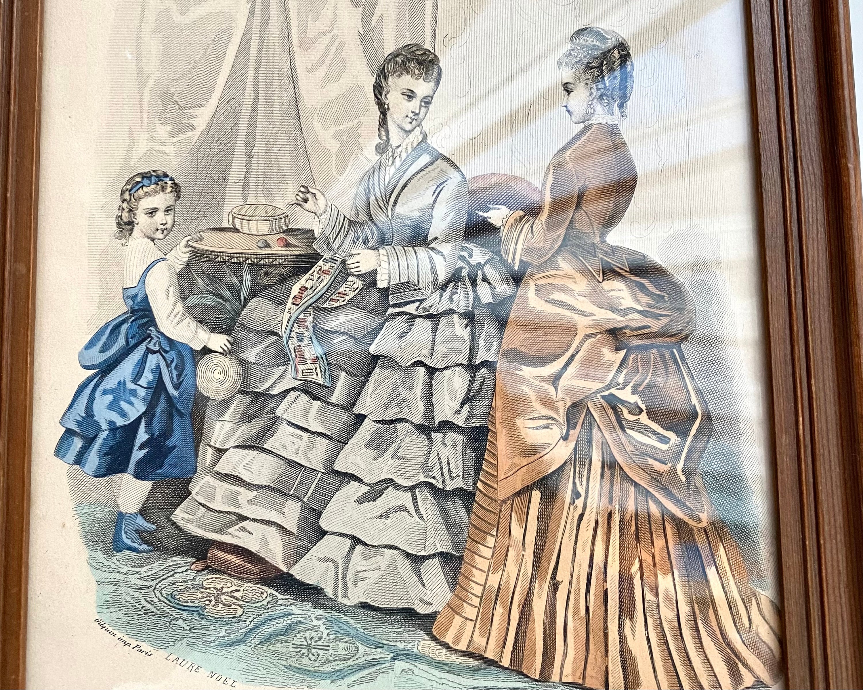 ANTIQUE 1890-20s Coloured Lithography France Two Ladies and - Etsy