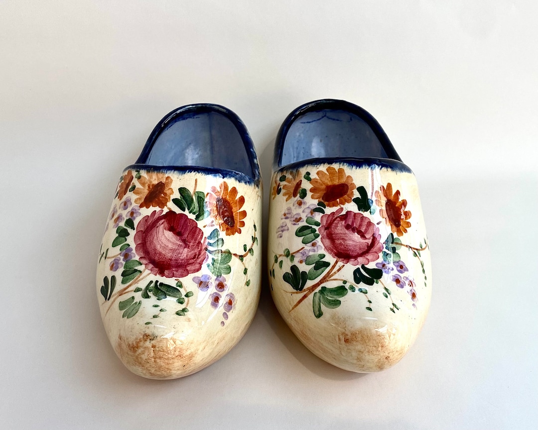 Vintage Belgian Porcelain Shoe Trinket Holders: Hand-painted Floral ...