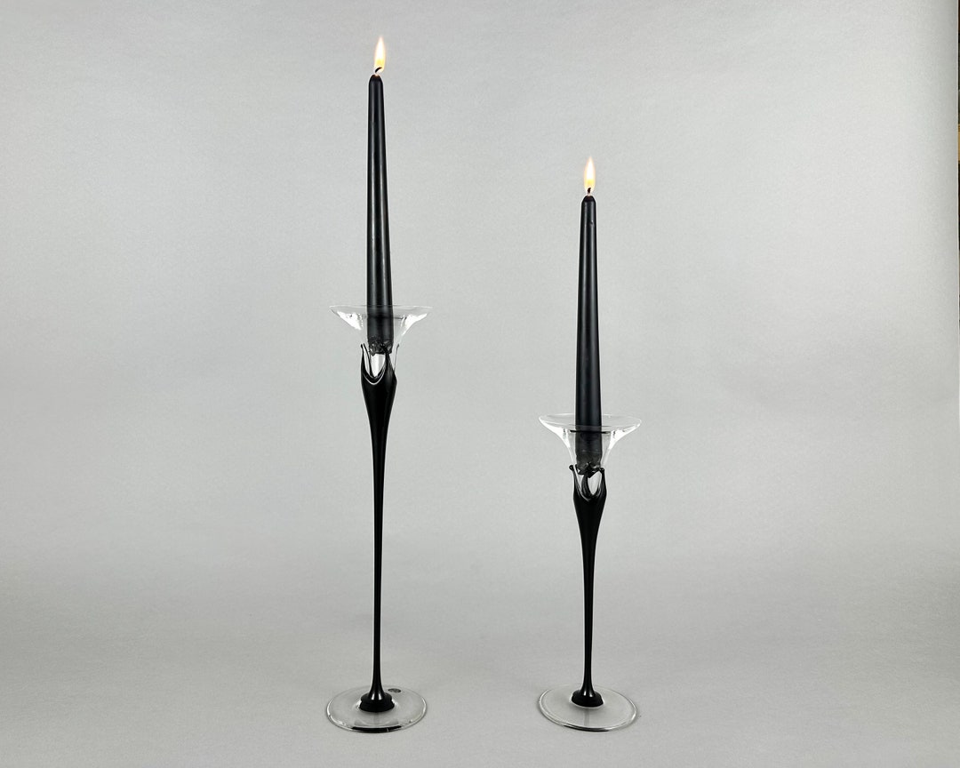 Vintage Rosenthal Studio Line Candlesticks: Black Glass Set, 1980s ...