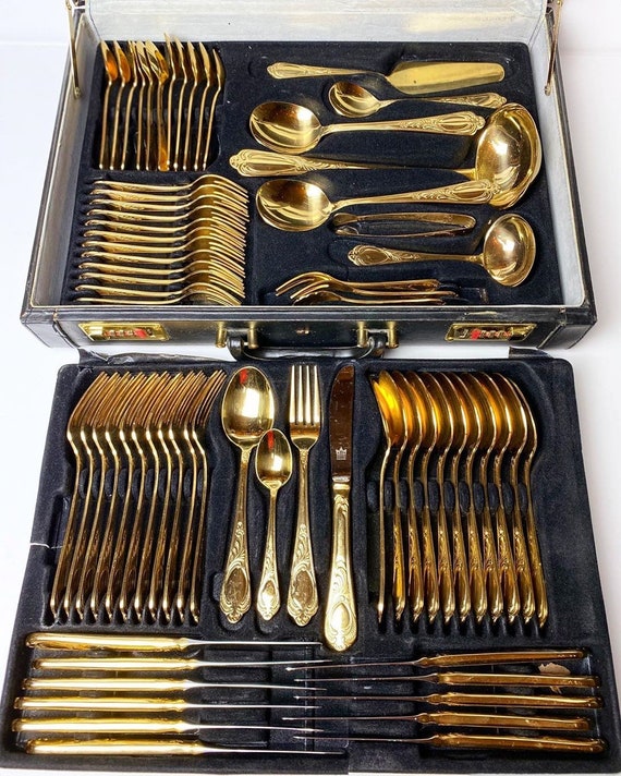Cutlery set SBS Solingen 12 person cutlery set 23/24 K | Etsy