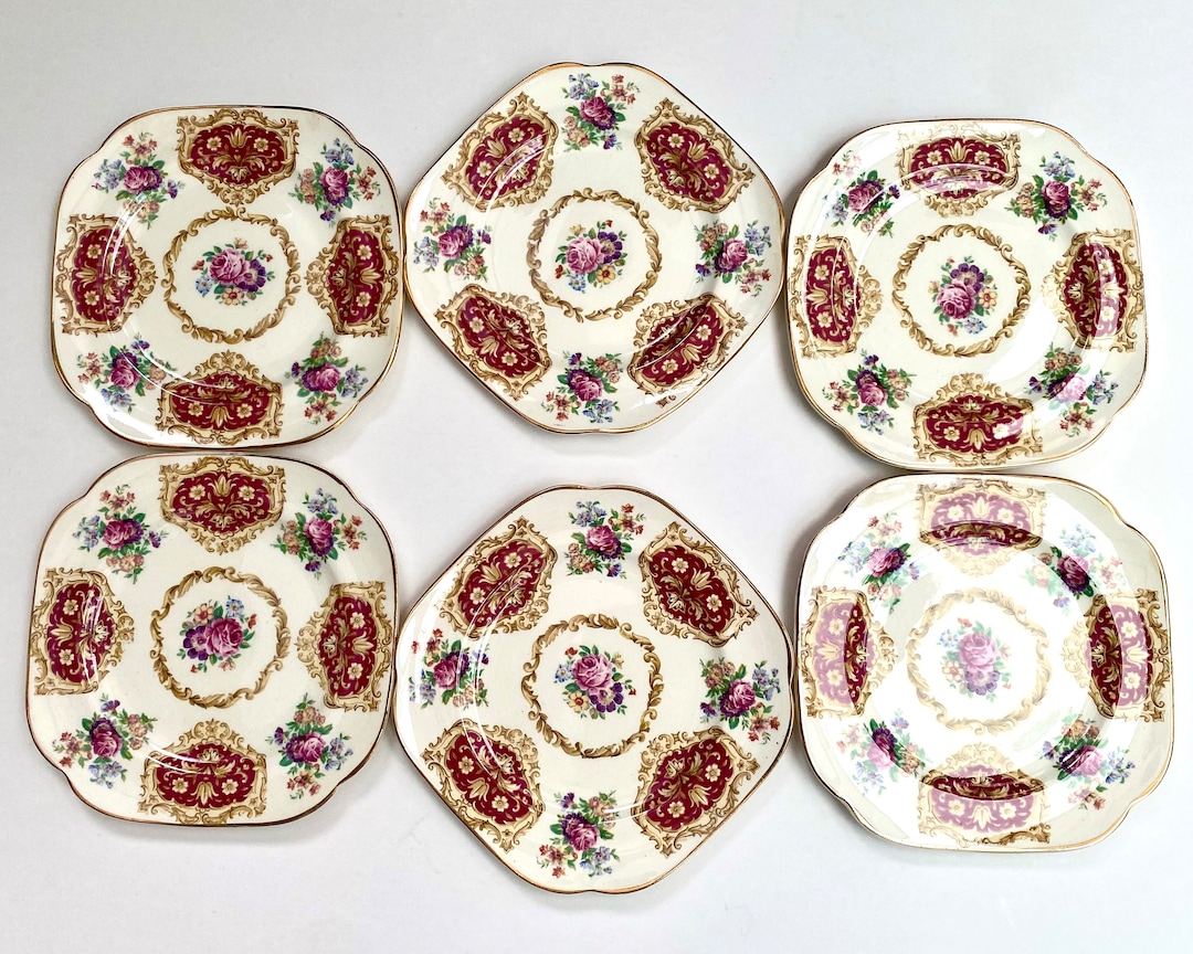 Antique James Kent Dessert Plates: Set of 6 Floral Porcelain Plates - Etsy