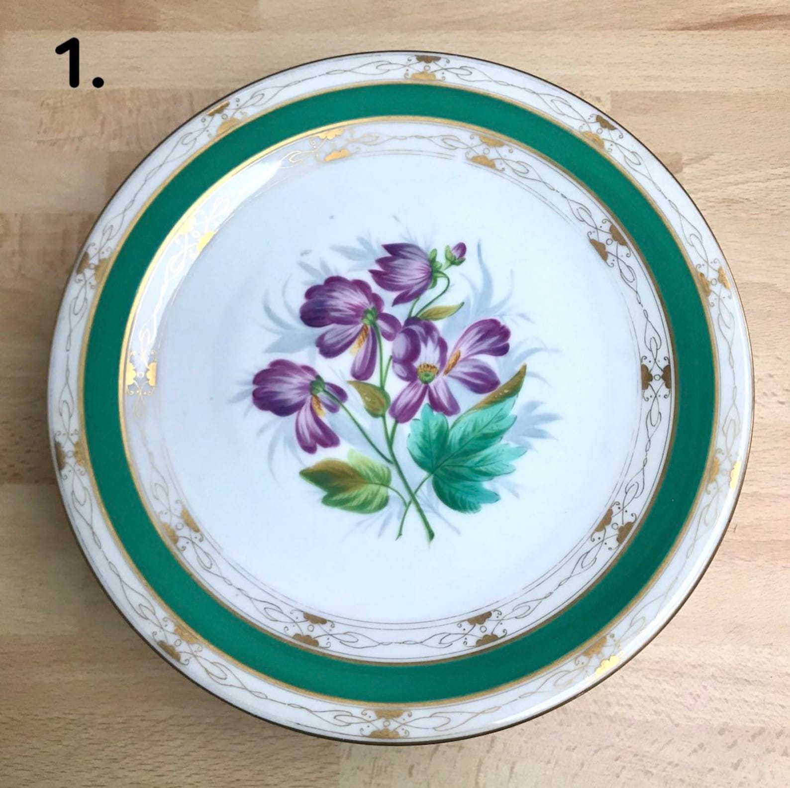 Antique Collectible Plates 19 Century Porcelain Plates Green Decorative ...