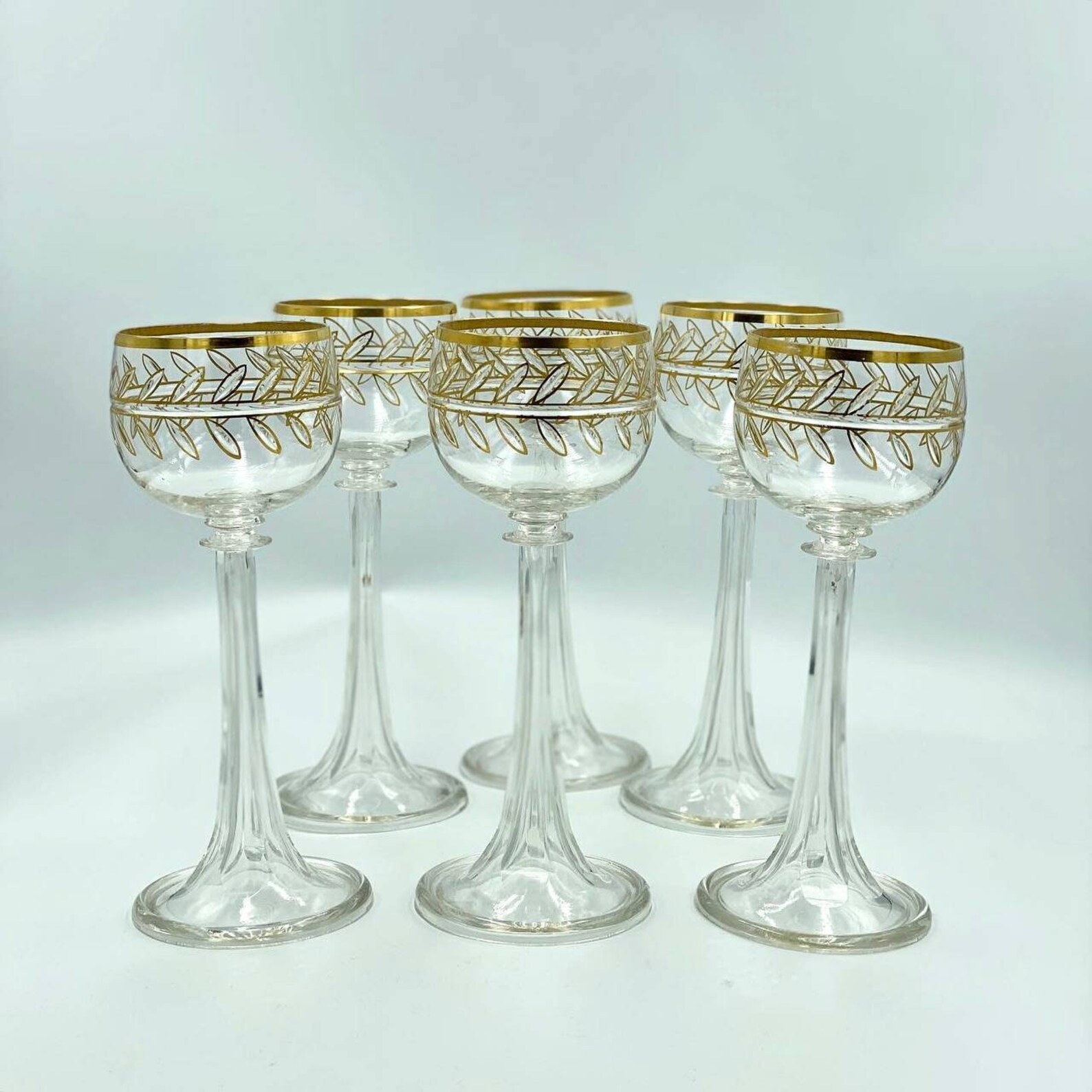 Antique Crystal Glasses With 24K Gold Amazing Rare Set of Crystal ...