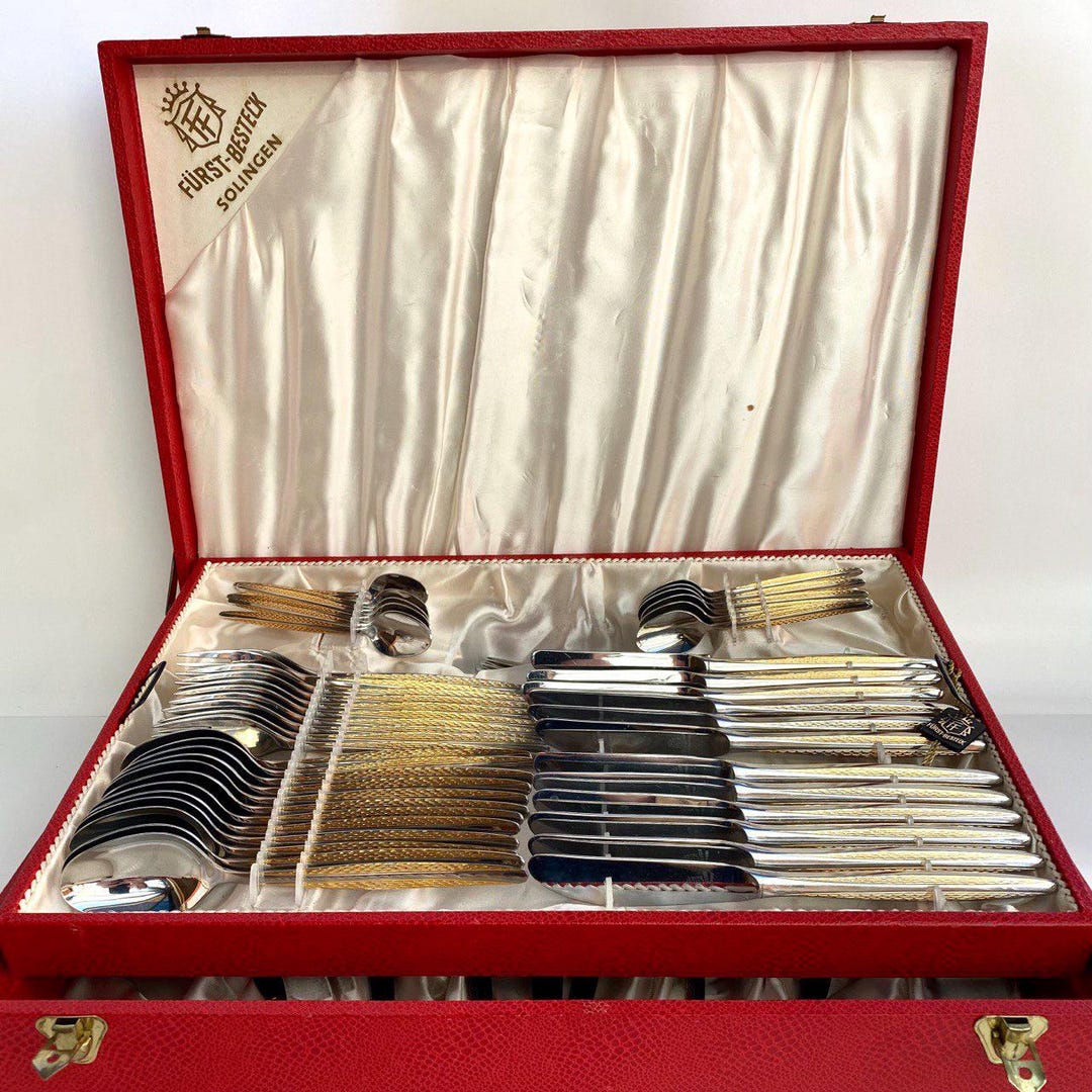 German Flatware Set Cased Cutlery Set Fürst Besteck Solingen Pastry ...