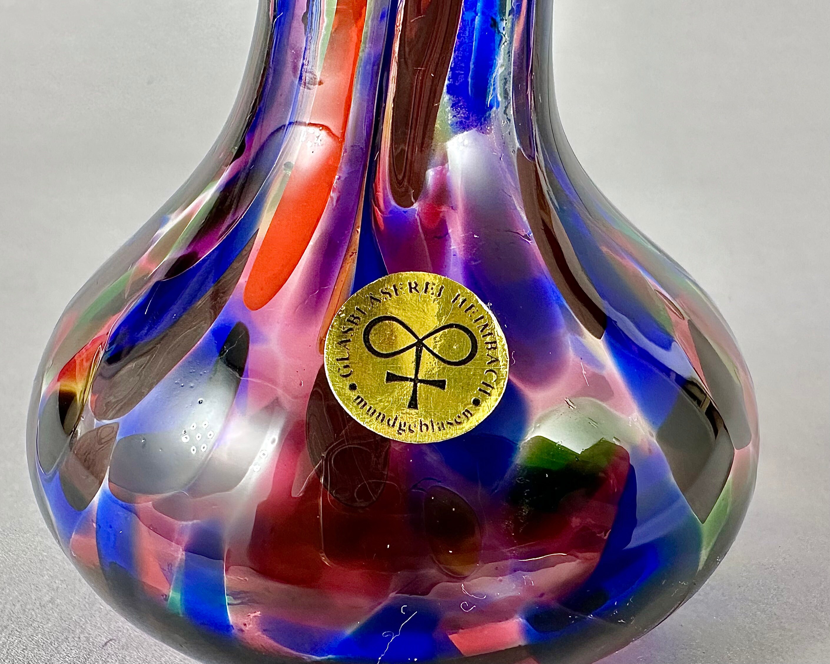 Hand Blown Multi-color Vase Glasbläserei Heimbach Germany - Etsy