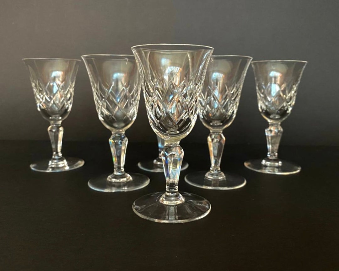 Vintage Lead Crystal Wine Goblets - Set of 6, French Barware 1980s - Etsy