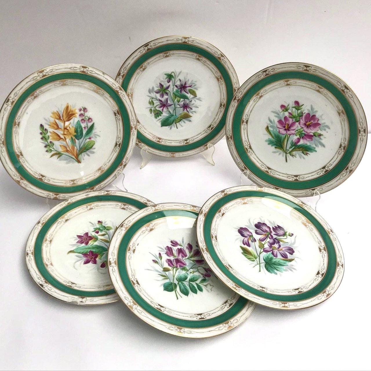 Antique Collectible Plates 19 Century Porcelain Plates Green Decorative ...