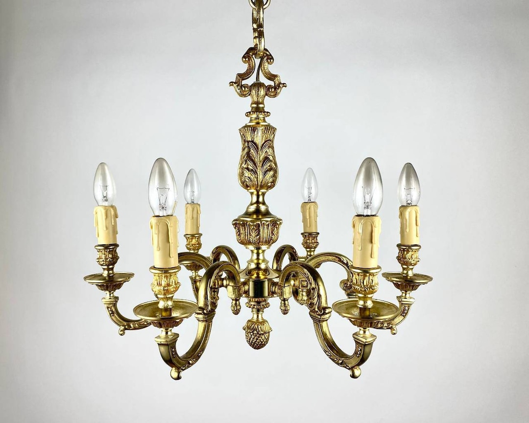 Magnífico candelabro de bronce en estilo imperio / iluminación colgante ...