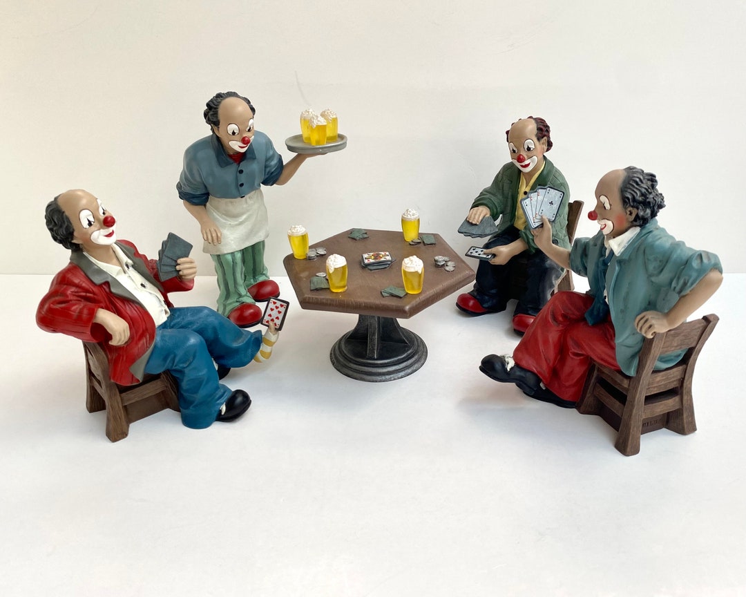 Charming Vintage Gilde Clowns Three Card Players and Head Waiter ...