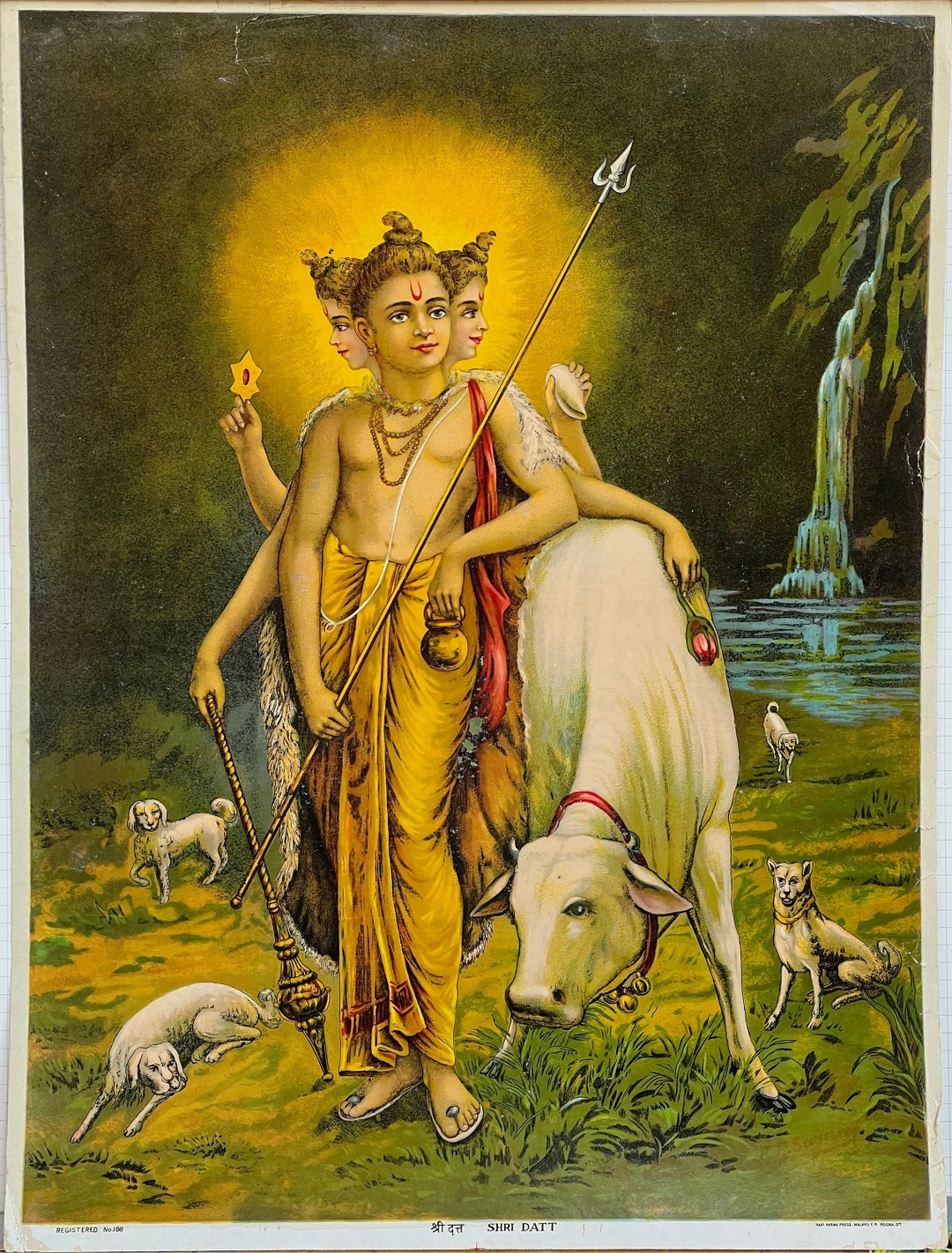 Rare Original Lithograph Ravi Varma Press: SHRI DATT 20 X28 Inches - Etsy