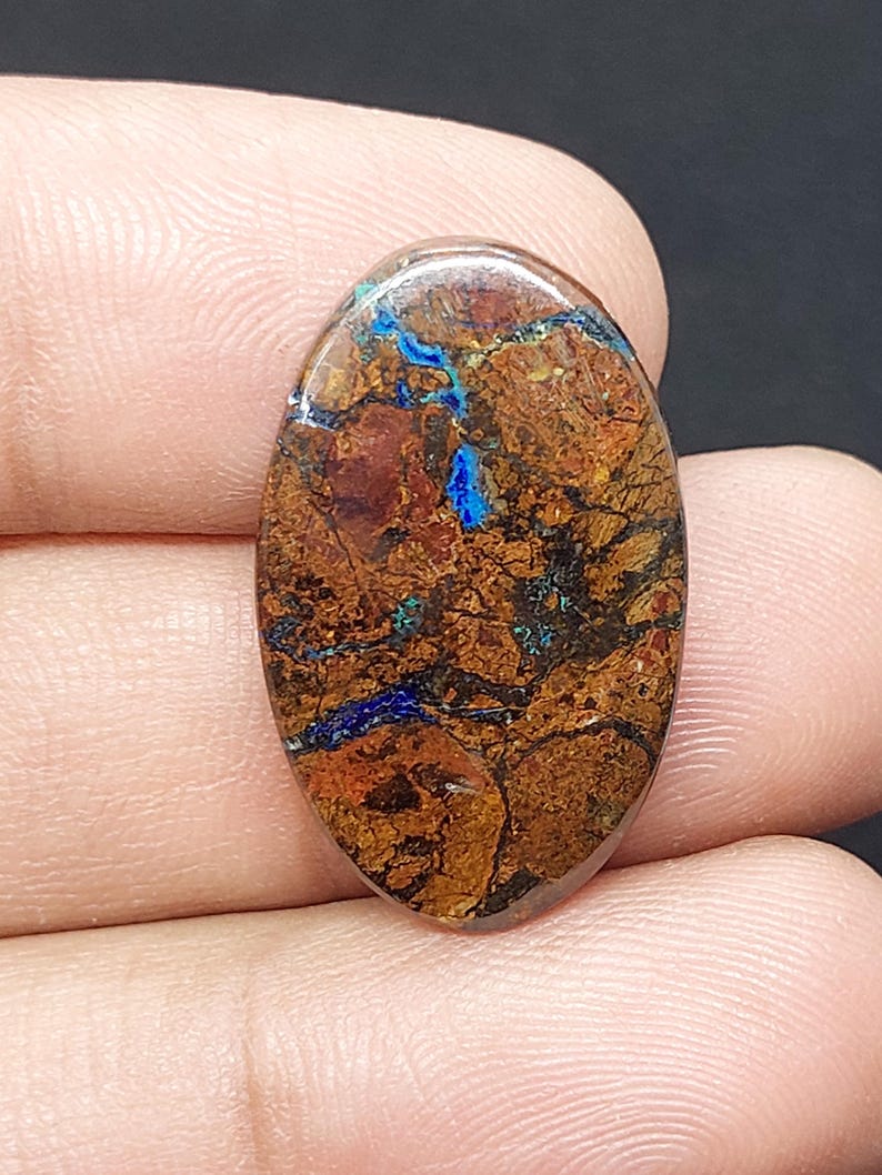 Natural Zarinite Cabochon, Rare Russian Azurite Malachite Cuprite Stone ...