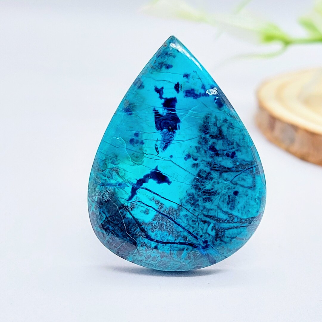 Natural Arizona Shattuckite Gemstone, Pear Shape Shattuckite Cabochon ...