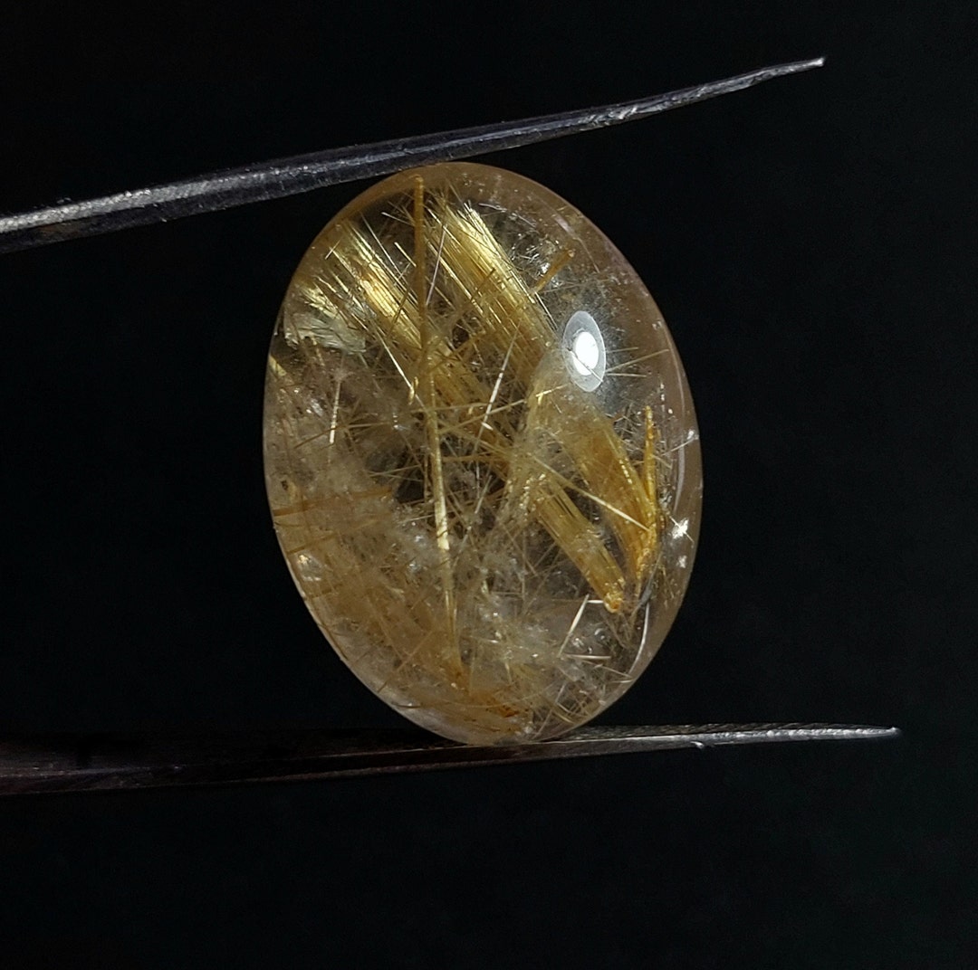 Natural Top Quality Golden Rutile Quartz Cabochon, Oval Shape Hand ...