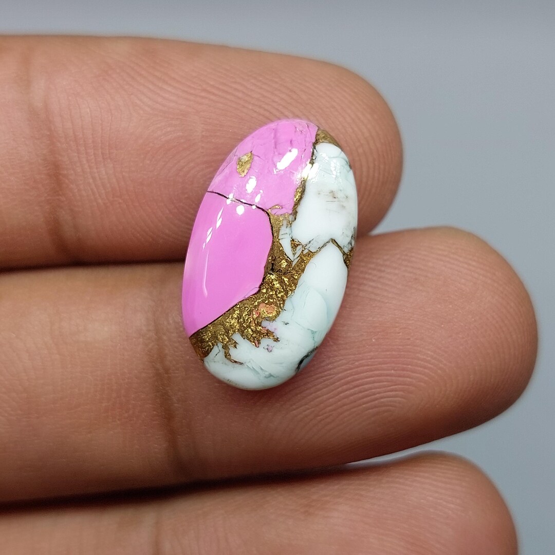 Sweet Swirl Cotton Candy Dehlia Turquoise Cabochon | Pink & Blue ...