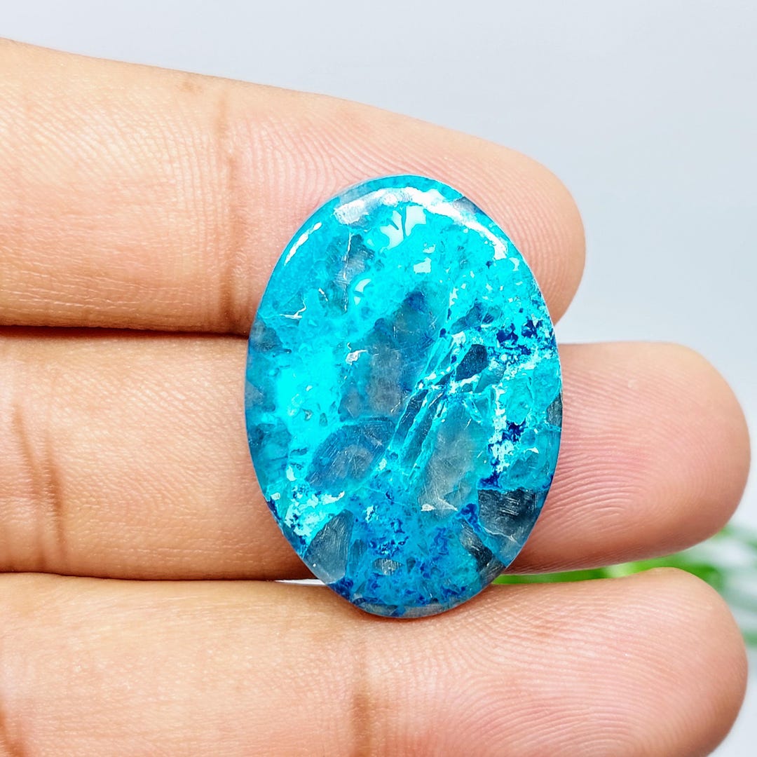 Rare Iced Azurite in Quartz Cabochon, Arizona Shattukite (31x22mm) - Etsy