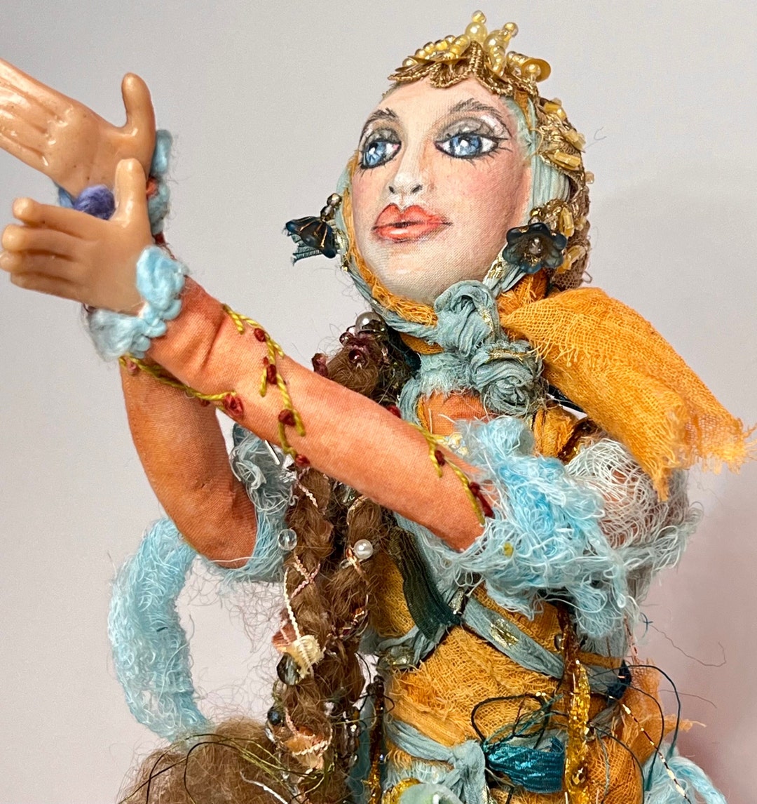 Art Textile Doll, She is Tranquility, Spiritual Doll of Many Poses ...