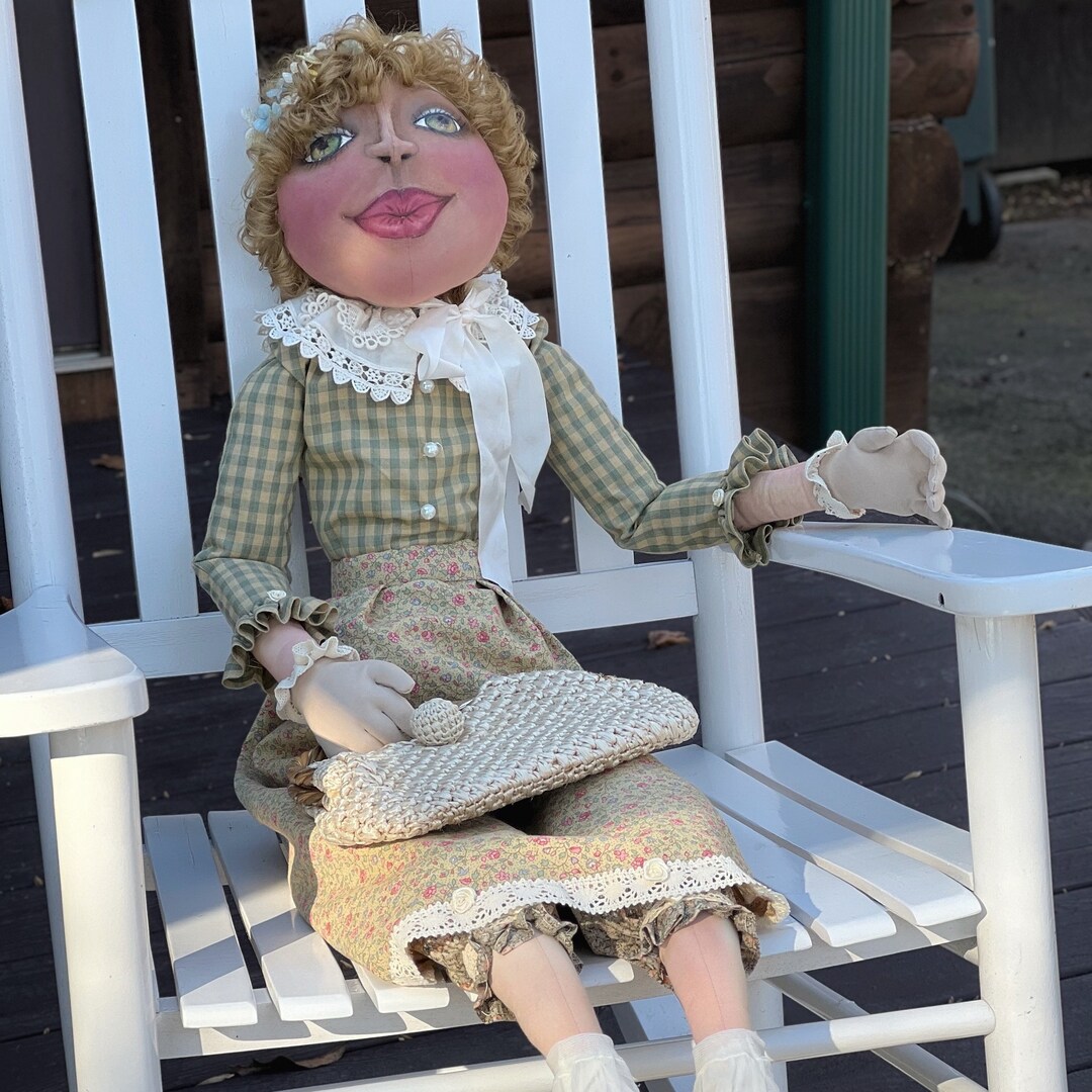 Edna the Farmers Wife, Primitive Doll OOAK One of a Kind Rustic Farmhouse, Handmade Large 48 ...