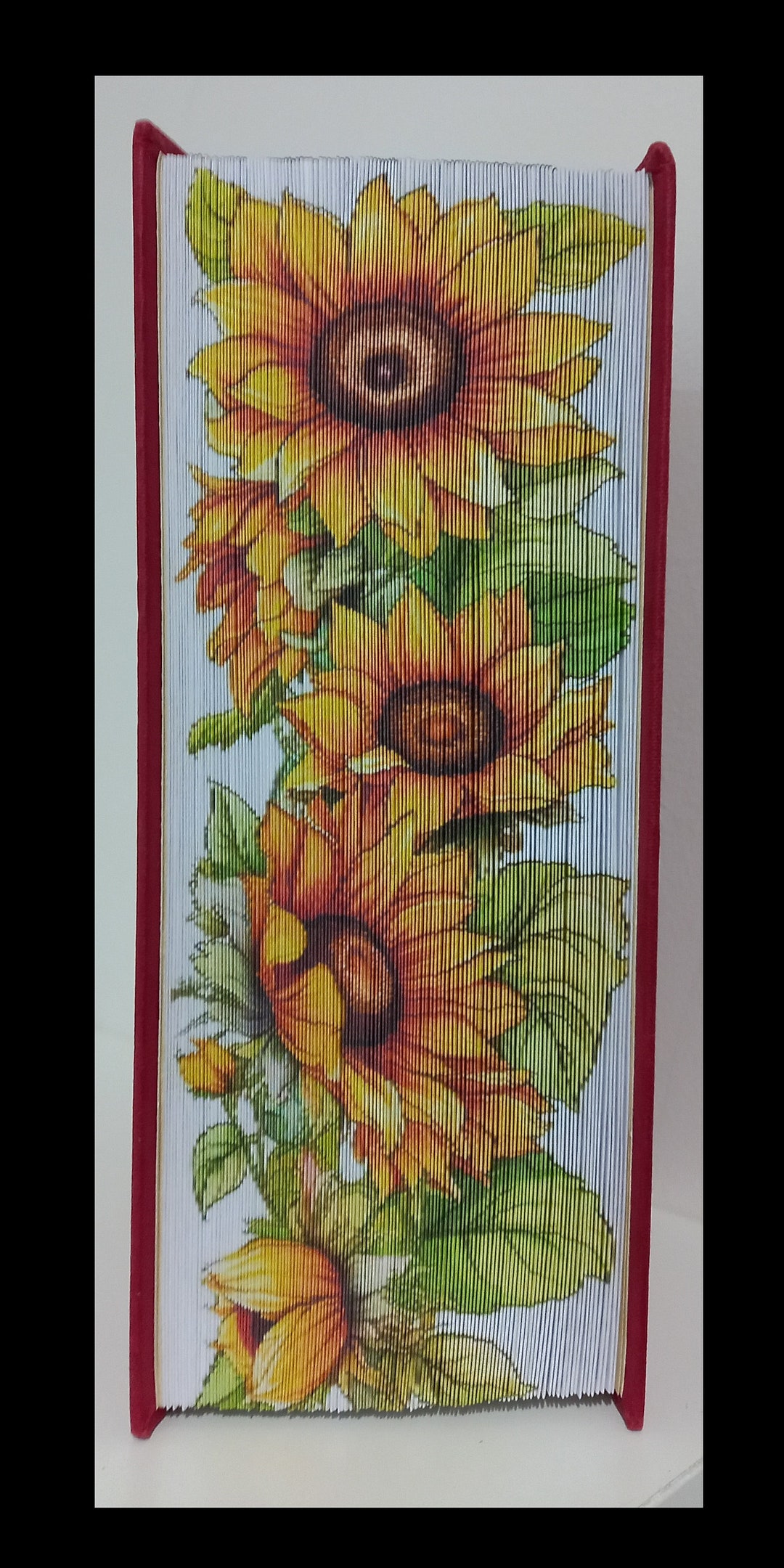 3 Sunflowers Narrow Photo Strip Pattern, Fore-edge Book Art, Birthday ...