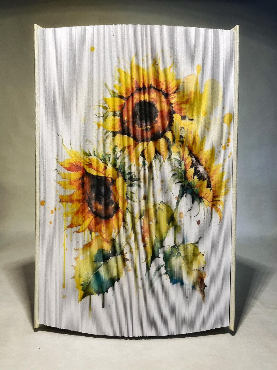 Sunflower 3 in Watercolors Photo Strip Pattern, Fore-edge Book Art ...