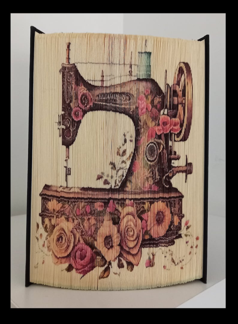 Bronze Antique Sewing Machine Photo Strip Pattern, Fore-edge Book Art ...