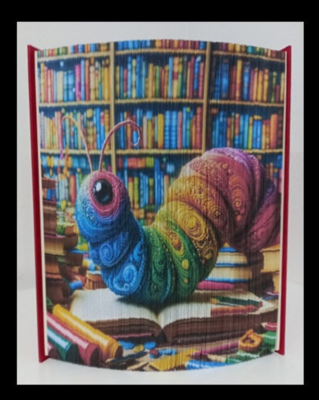 Bookworm 1 Photo Strip Pattern, Fore-edge Book Art, Birthday, Thank You ...