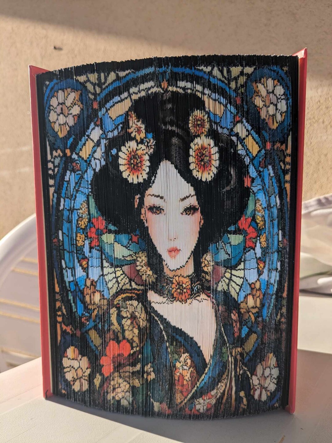 Stained Glass Geisha Girl 10 Photo Strip Pattern, Fore-edge Book Art ...
