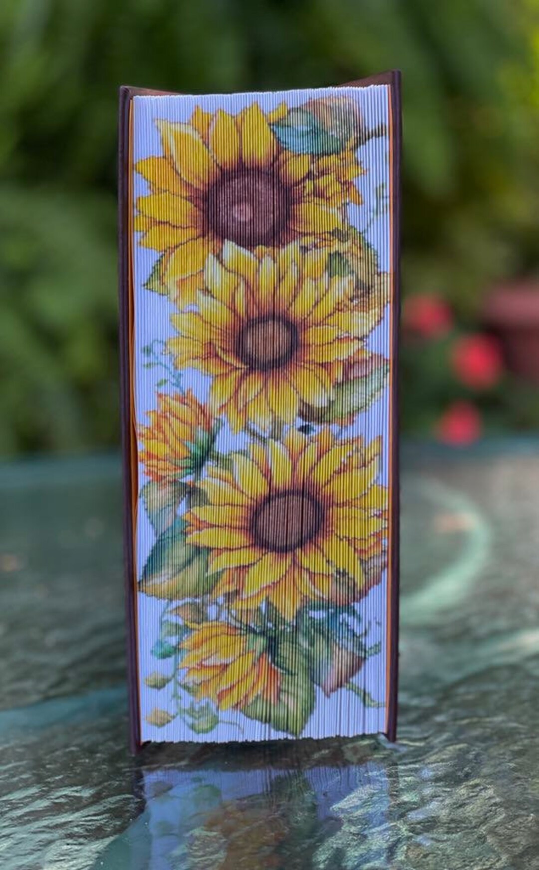 2 Sunflowers With Flowers Narrow Photo Strip Pattern, Fore-edge Book ...