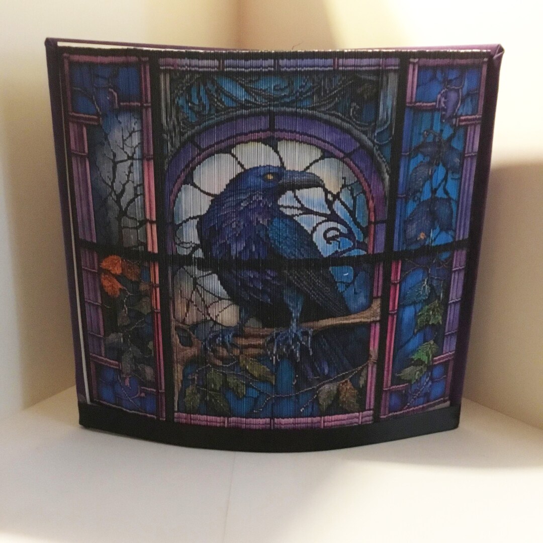 Paper 4 Stained Glass Raven Photo Strip Pattern, Fore-edge Book Art ...