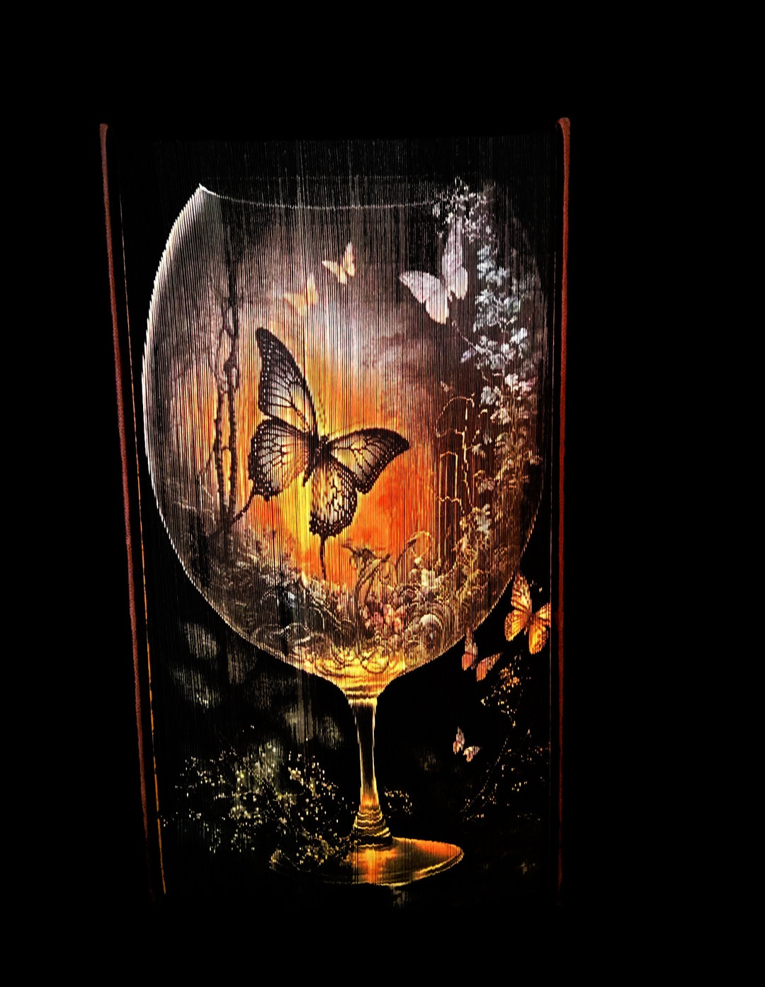 Brandy Glass With Butterfly Photo Strip Pattern, Fore-edge Book Art ...