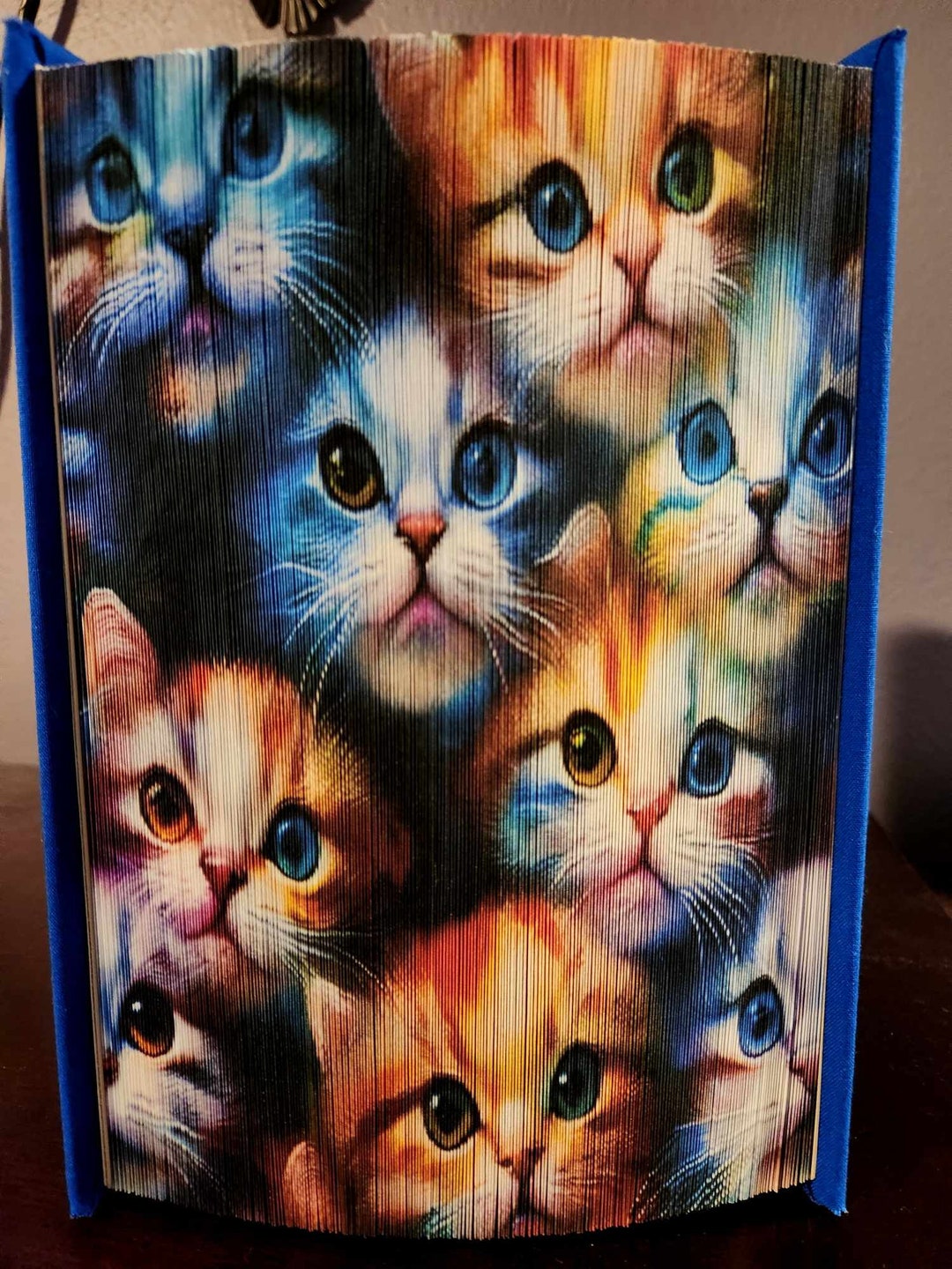 Cute Cat Faces in Color Photo Strip Pattern, Fore-edge Book Art ...