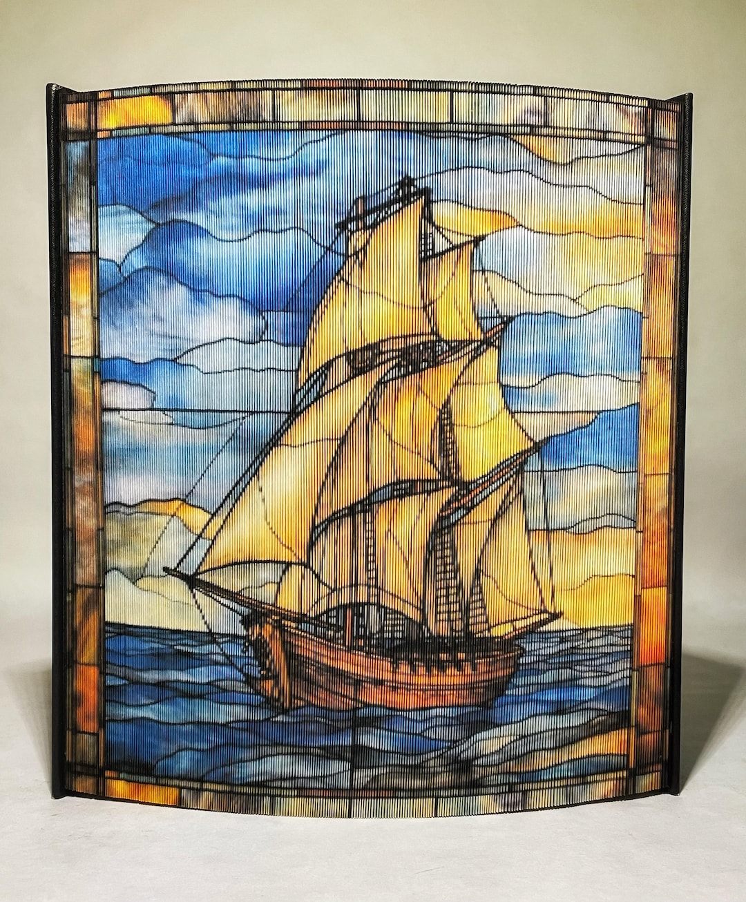 Ship 6 in Stained Glass Photo Strip Pattern, Fore-edge Book Art, Ships ...