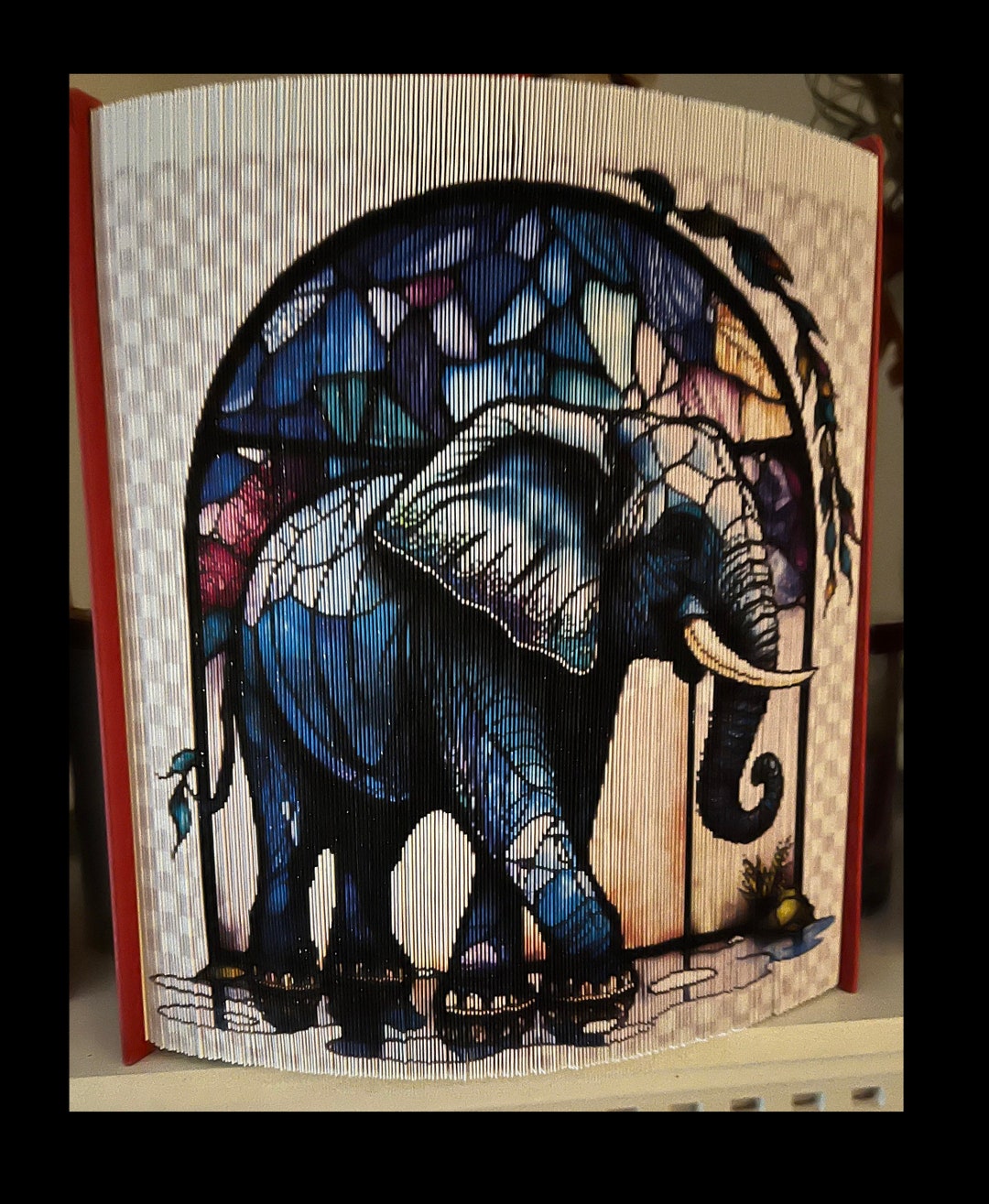 Elephant 2 Stained Glass Photo Strip Pattern, Fore-edge Book Art ...