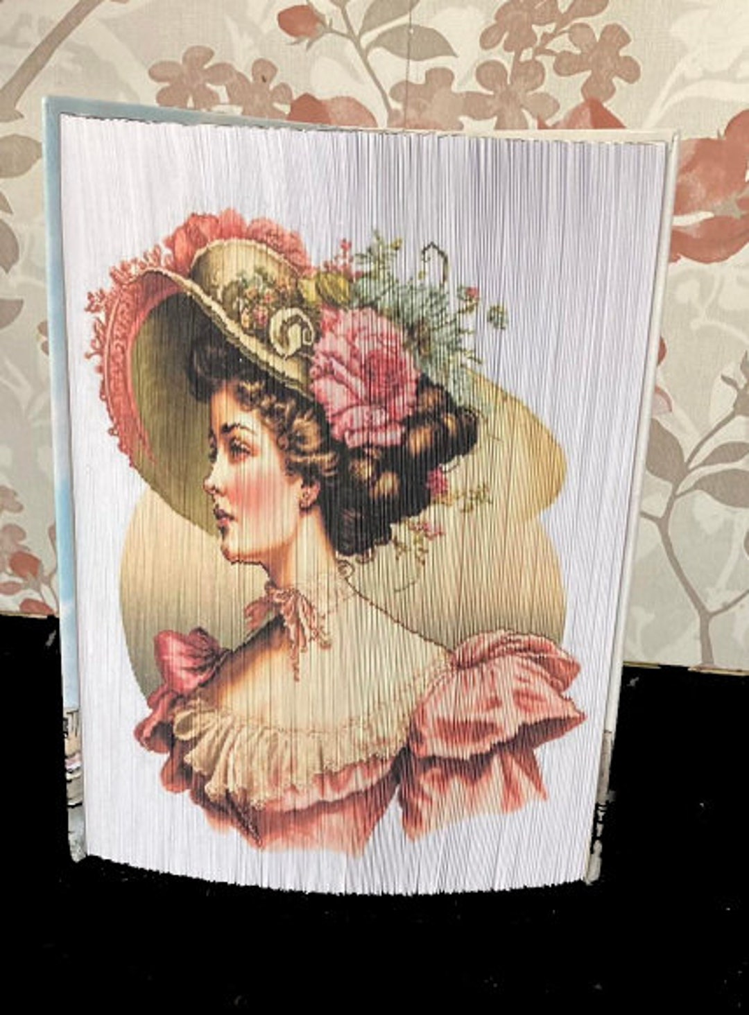 Lady With Pink Rose Photo Strip Pattern, Fore-edge Book Art, Early ...