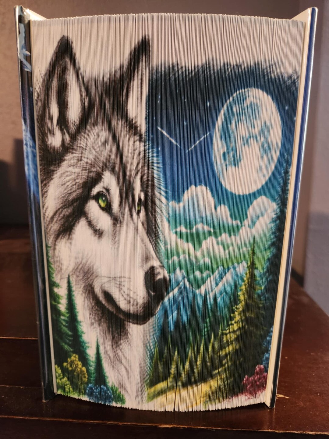 Wolf in Color 1 Photo Strip Pattern, Fore-edge Book Art, Housewarming ...