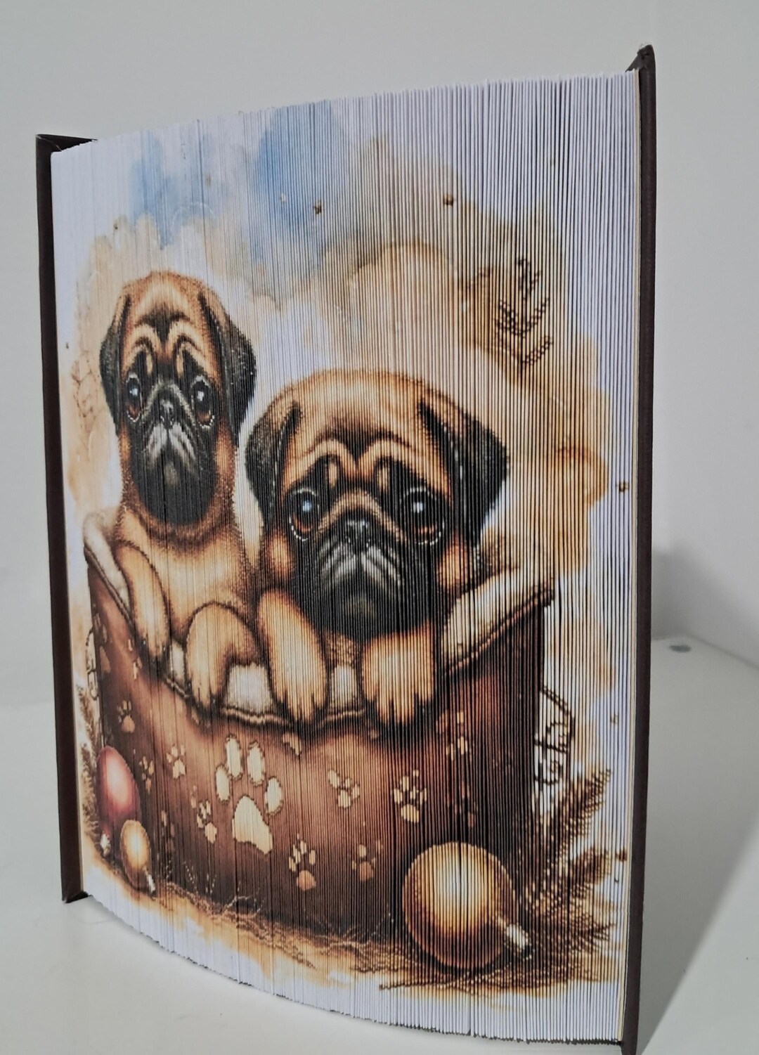 Pugs 2 Photo Strip Pattern, Fore-edge Book Art, Birthday Gift - Etsy