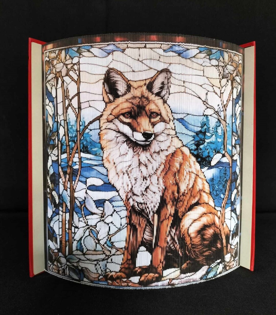 Stained Glass Fox Photo Strip Pattern, Fore-edge Book Art, Housewarming ...